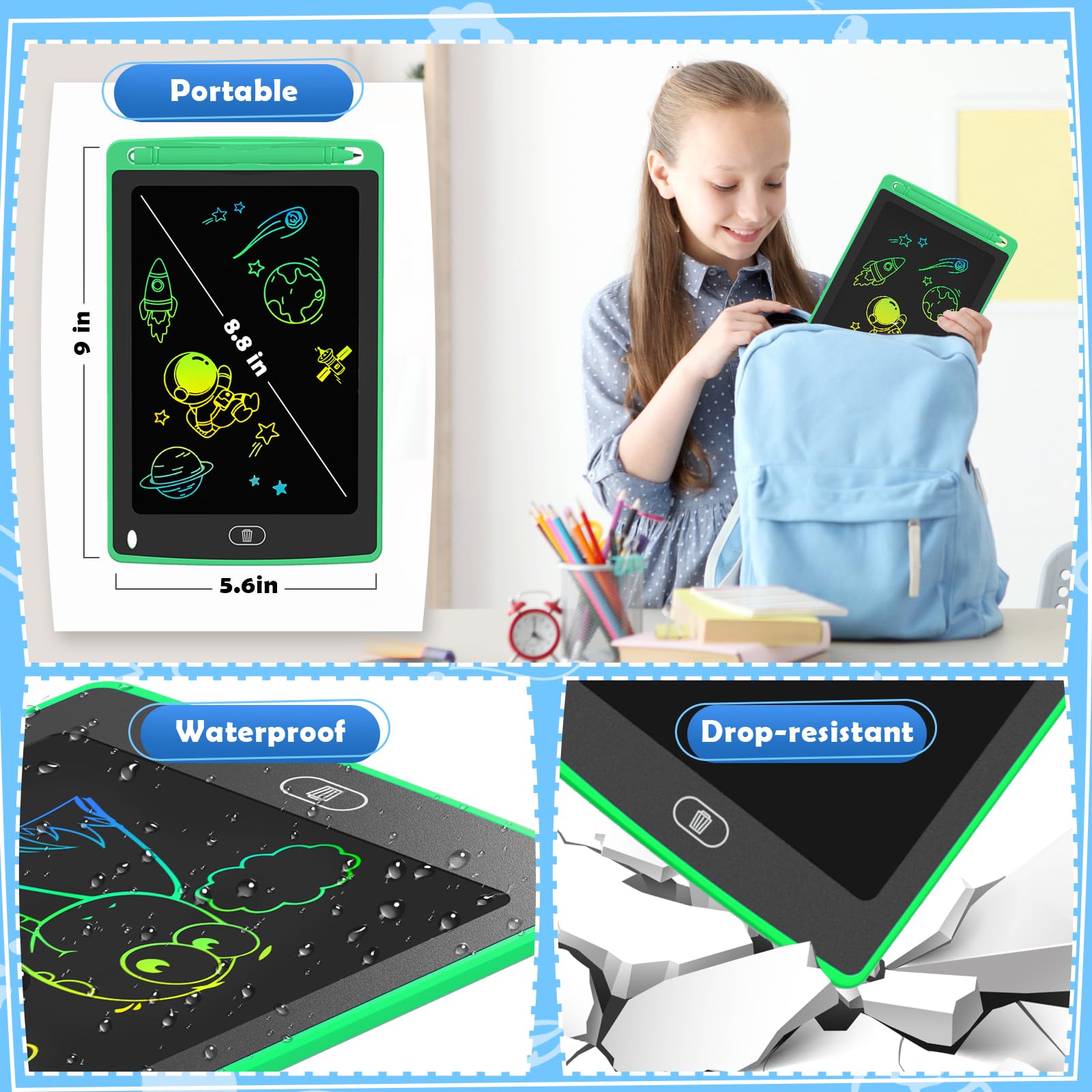 4 Pack LCD Writing Tablet for Kids, 8.5 Inch Colorful Doodle Board Dra ...