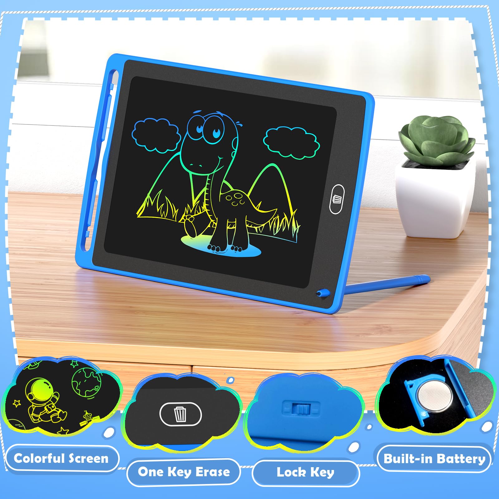 4 Pack LCD Writing Tablet for Kids, 8.5 Inch Colorful Doodle Board Dra ...
